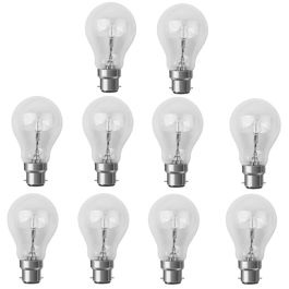 10 X Low Energy Halogen Light Bulb GLS 42W BC